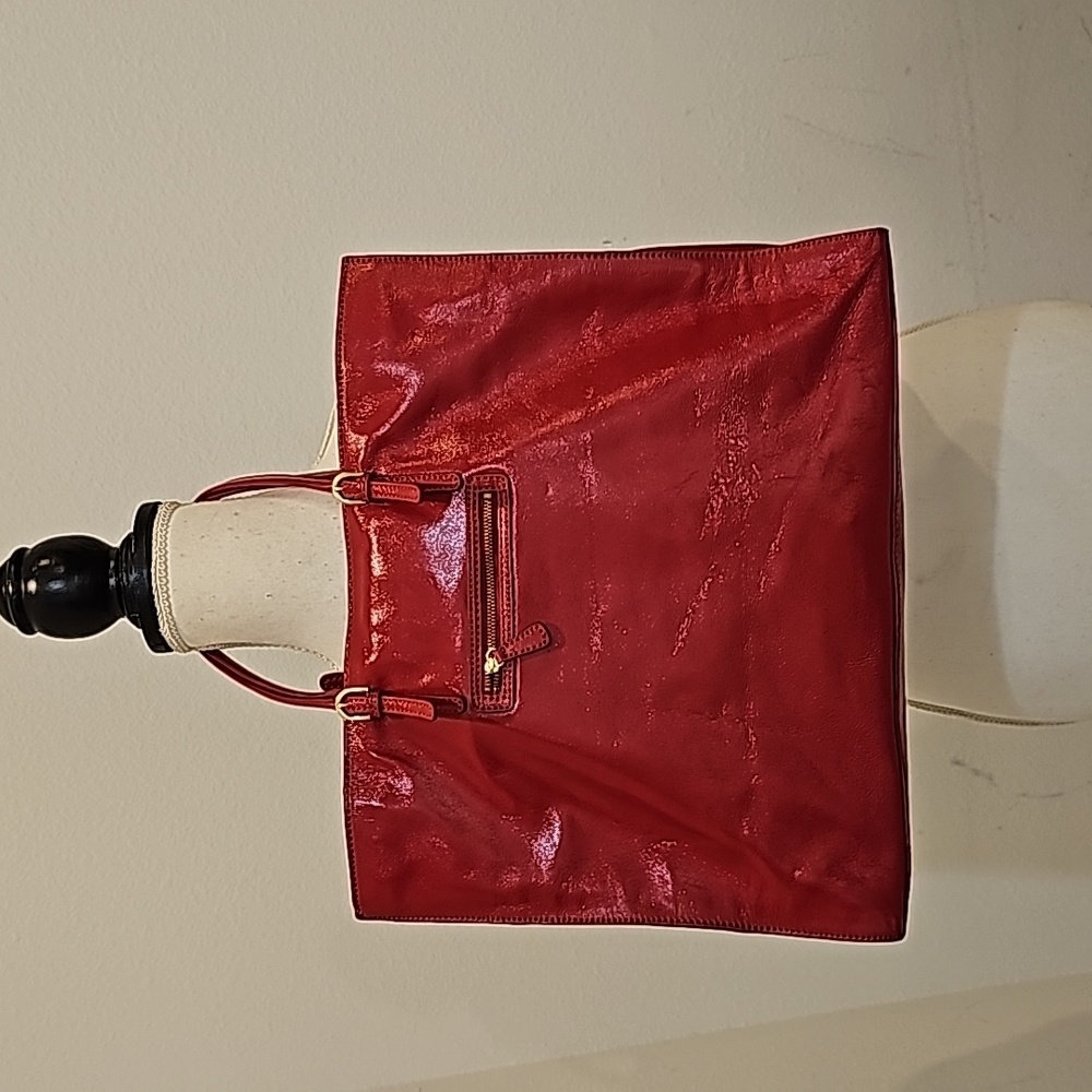 Talbots Red Patent Leather Large Handbag Satche Tote … - Gem